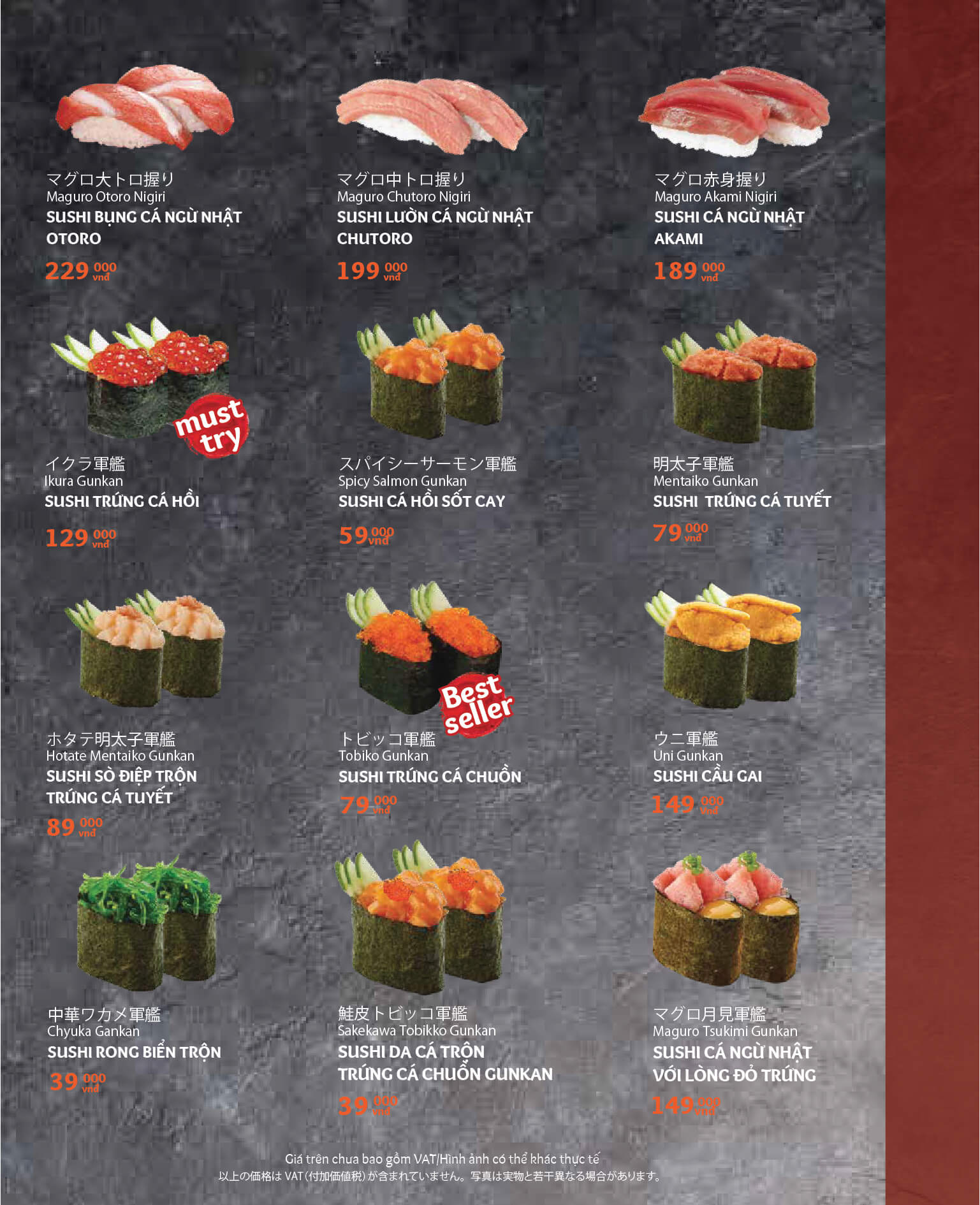 Menu miền bắc - Sushikei